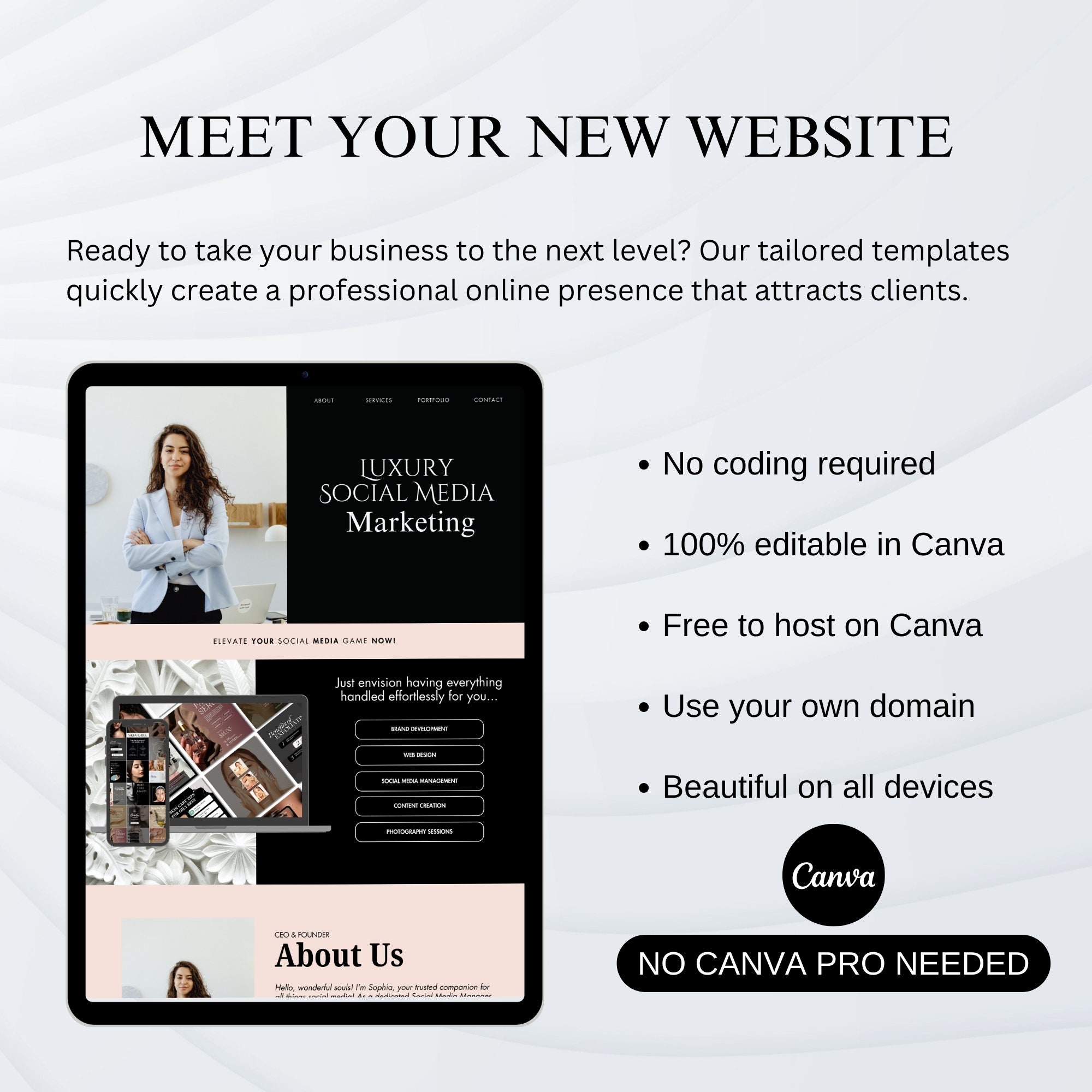 Social Media Manager Website Canva Template Social Media Marketing ...
