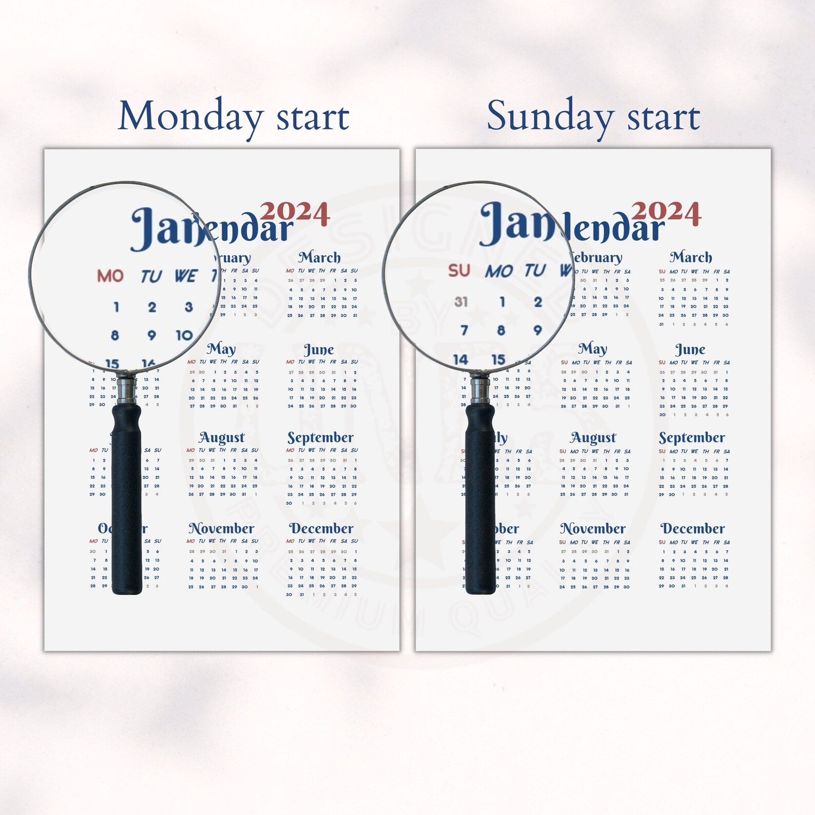 2024 Yearly Calendar Printable 2024 Calendar Vertical Calendar 2024 ...