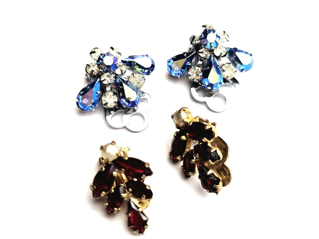 Vintage Mid Century 50s to 60s Original Paste Earrring Clip on Studs - Etsy
