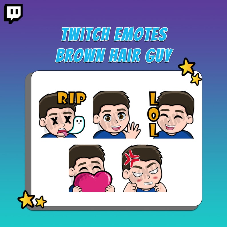 Twitch Male Emote Brown Hair Guy - Etsy