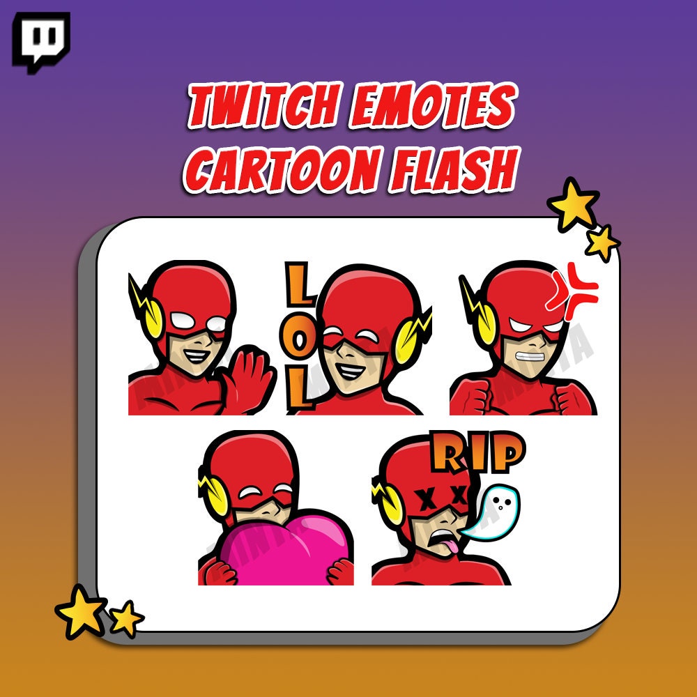 Flash Cartoon Emote Pack Twitch - Etsy