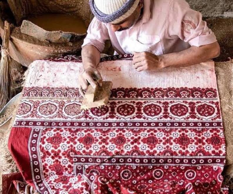 Pakistani Sindhi Ajrak Handmade Cotton Block Print Men's - Etsy