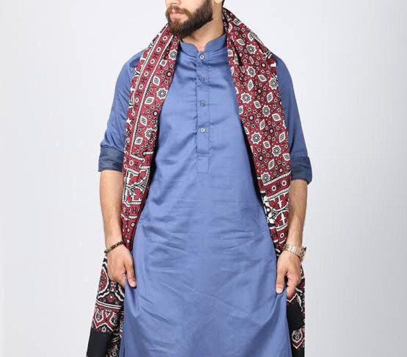 Pakistani Sindhi Ajrak Handmade Cotton Block Print Men's - Etsy