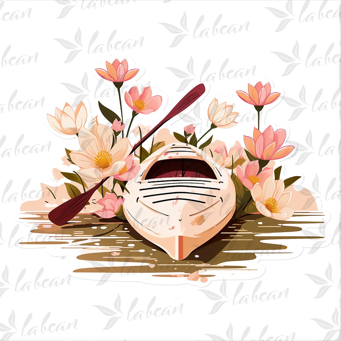Cottage Core Kayak Sublimation PNG Design | Floral Kayak Design for ...