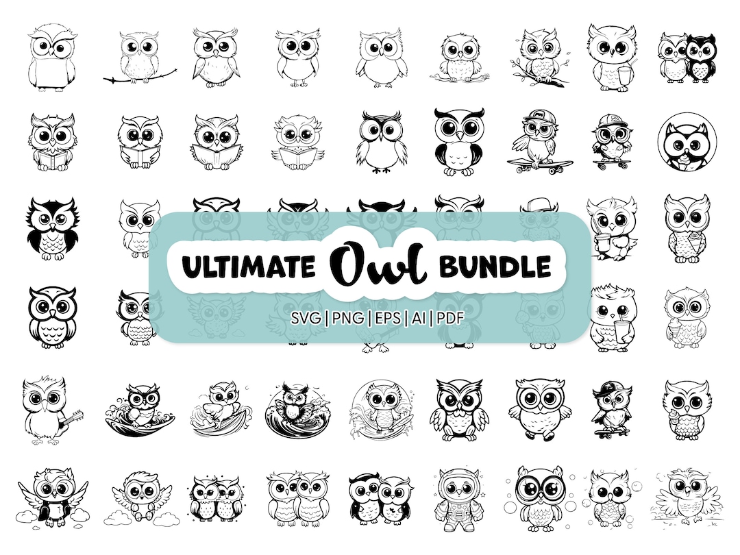 56 Cute Owl Mega Bundle: Designs for Cricut, Silhouette Cut Files, Owl ...