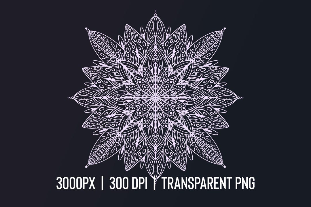 Lilac Mandala PNG With Transparent BGD | 3000px, 300dpi | PNG for ...
