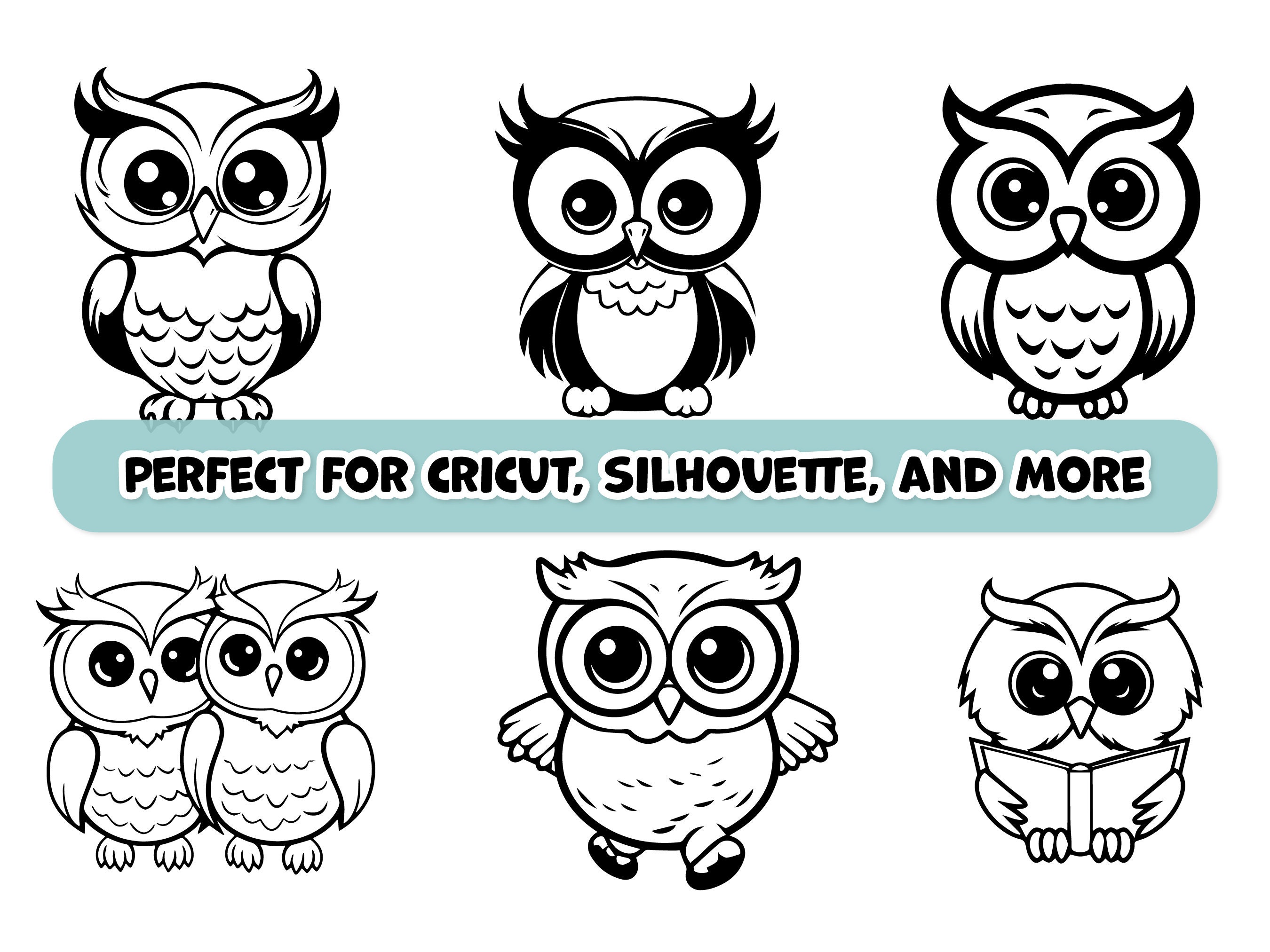 56 Cute Owl Mega Bundle: Designs for Cricut, Silhouette Cut Files, Owl ...
