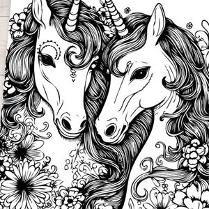 Magical Unicorn Coloring Pages - Digital Printouts (set of 4) | Instant ...