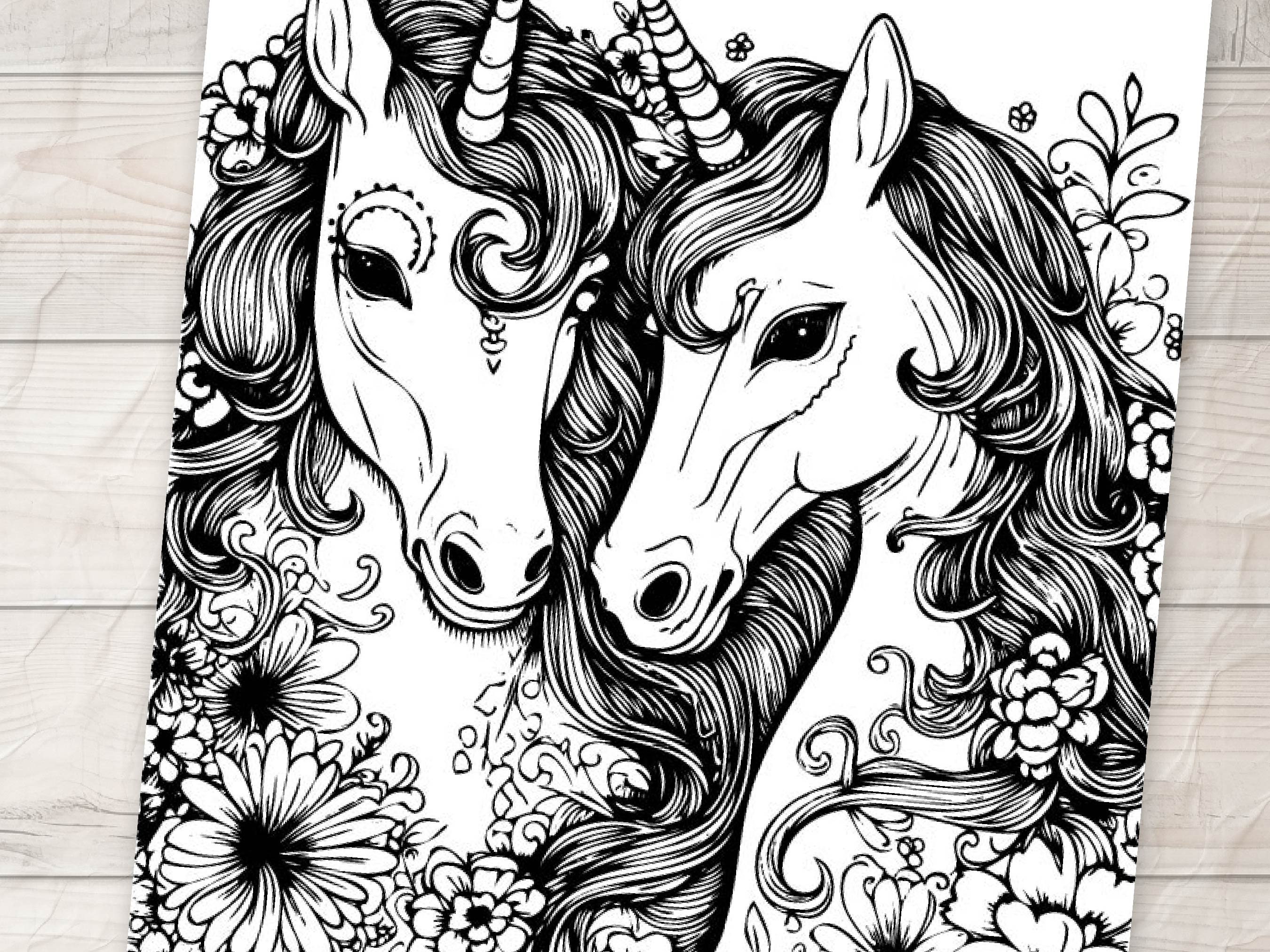 Magical Unicorn Coloring Pages - Digital Printouts (set of 4) | Instant ...