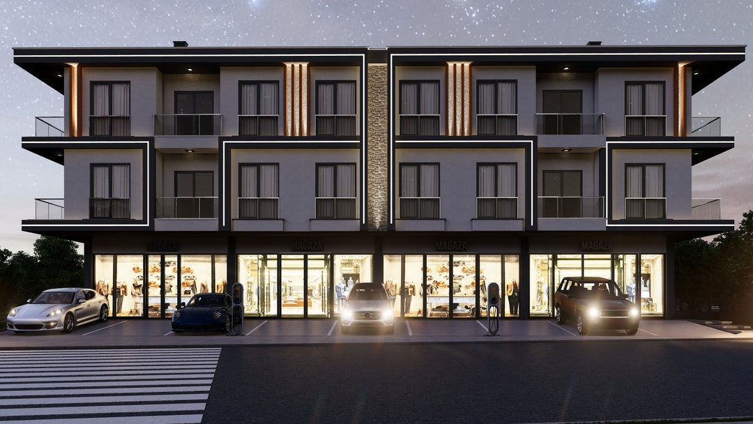 Modern Apartment Building Plan: 3-story, 24 Units (PDF & Autocad) - Etsy