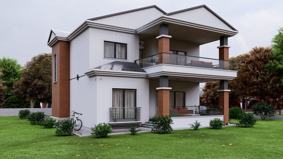 Modern 4 Bedroom House Plan: 3071 Sqft, Two Story (free CAD File) - Etsy