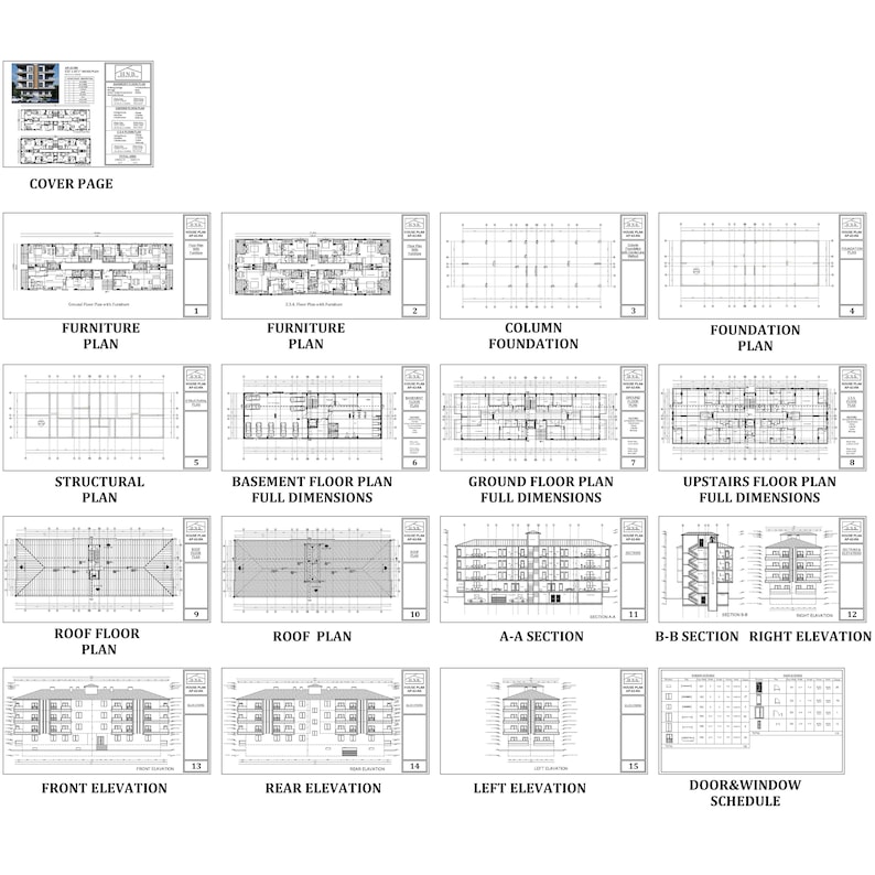 Modern 2-bedroom Apartment Plans: 4-story Building (free CAD File) - Etsy