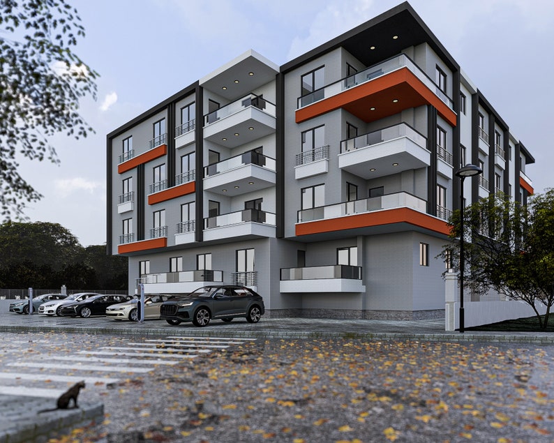 Modern 2-bed Apartment Floor Plan: Architectural Drawings (digital ...