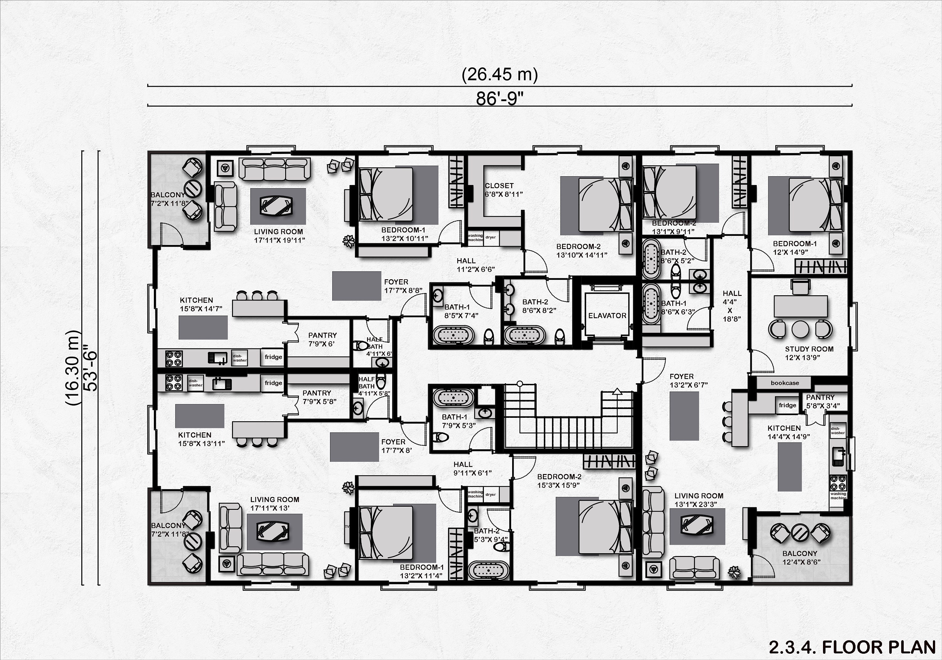 Apartment Plan,house Plan,modern House Plan, 2bedroom 2.5 Bath Apartments - Etsy Canada