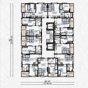 Modern Apartment Building Plan: 21 Units, 3 Floors (PDF File) - Etsy