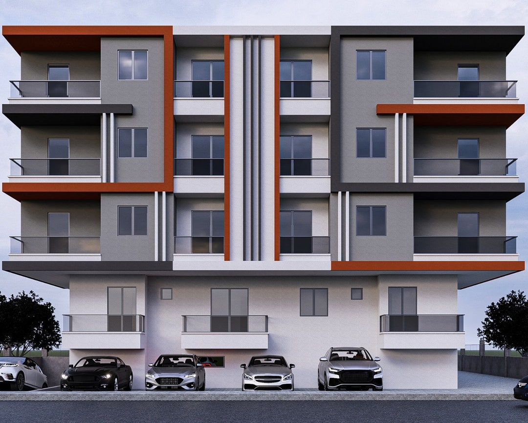 Modern 1-bedroom Apartment Plan: 4-story Building Blueprint (PDF) - Etsy