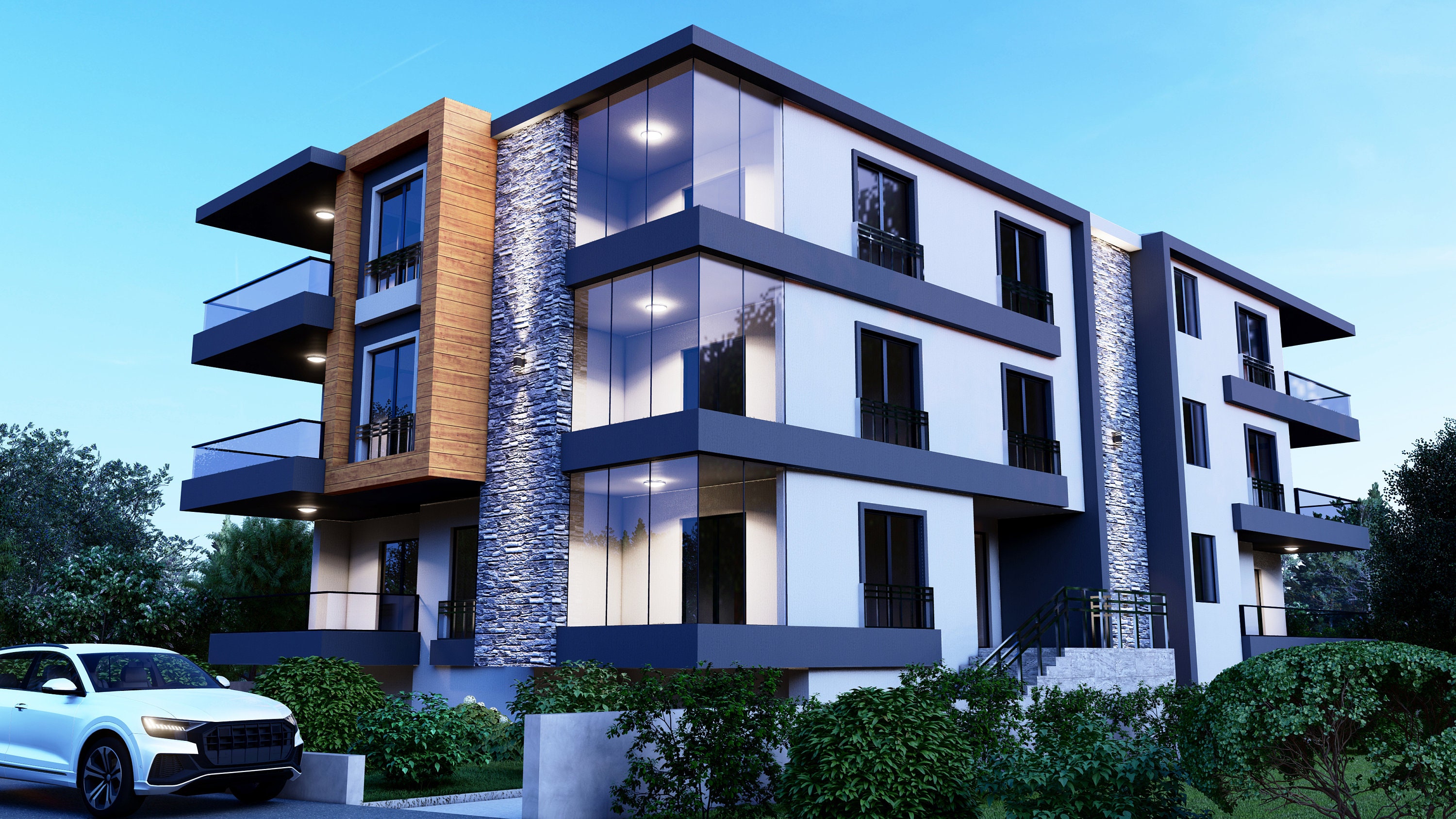 Modern 6-apartment Building Plan: 3-story House Design (PDF File) - Etsy