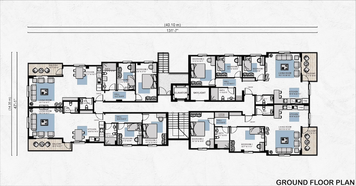 Modern Apartment Building Plan: 5-floor Condo (digital Download) - Etsy