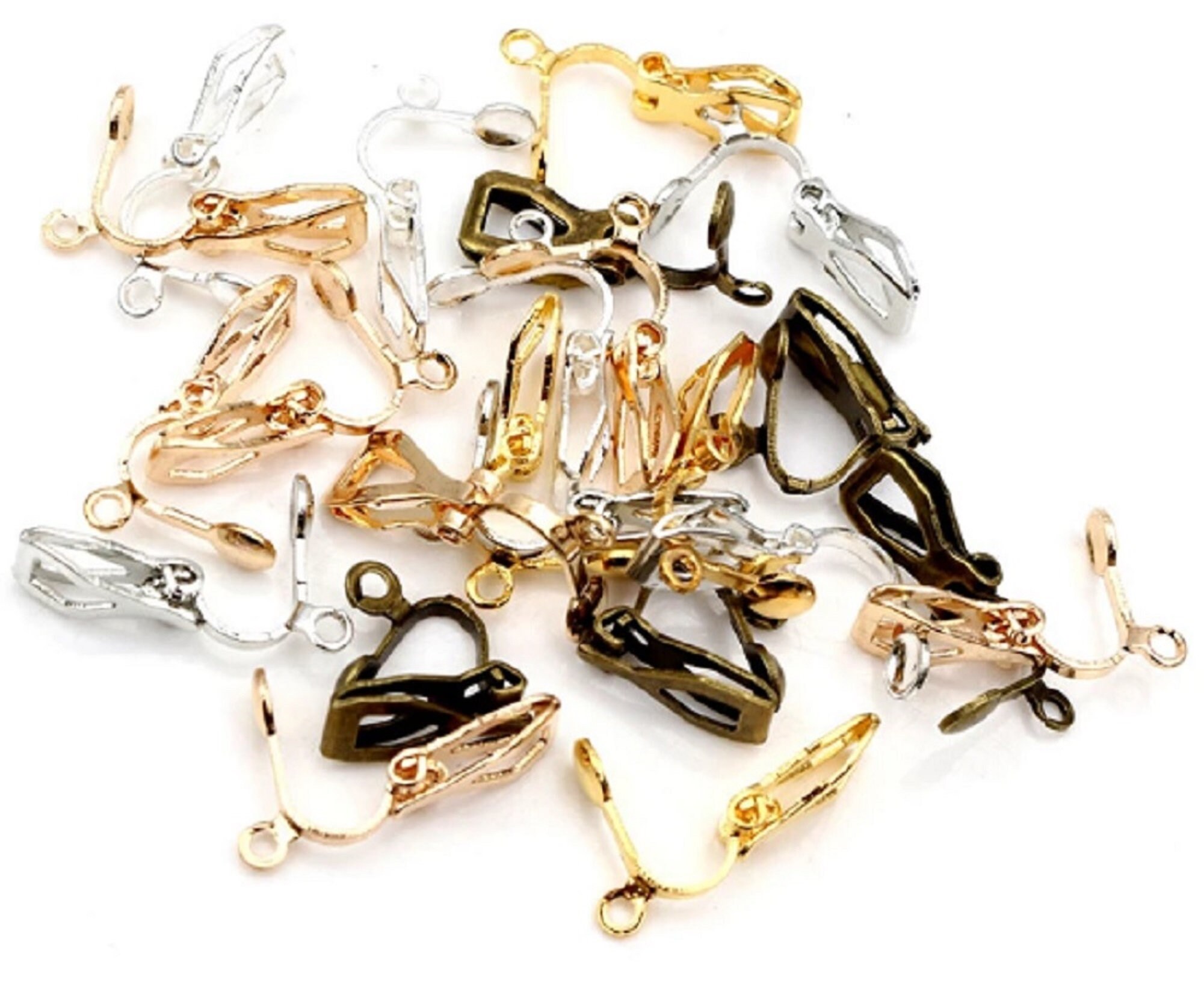 Non Piercing Connector Making Clip on Earrings With Loop Findings Lever ...