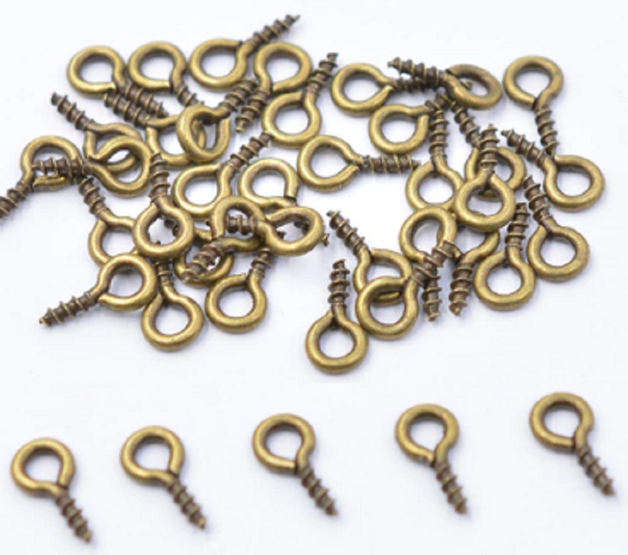 Asst Colours Sizes Screw Eye Hooks Clasp DIY Jewellery Finding Eyelet ...