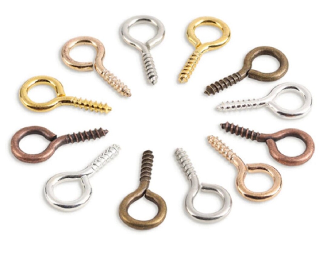 Asst Colours Sizes Screw Eye Hooks Clasp DIY Jewellery Finding Eyelet ...