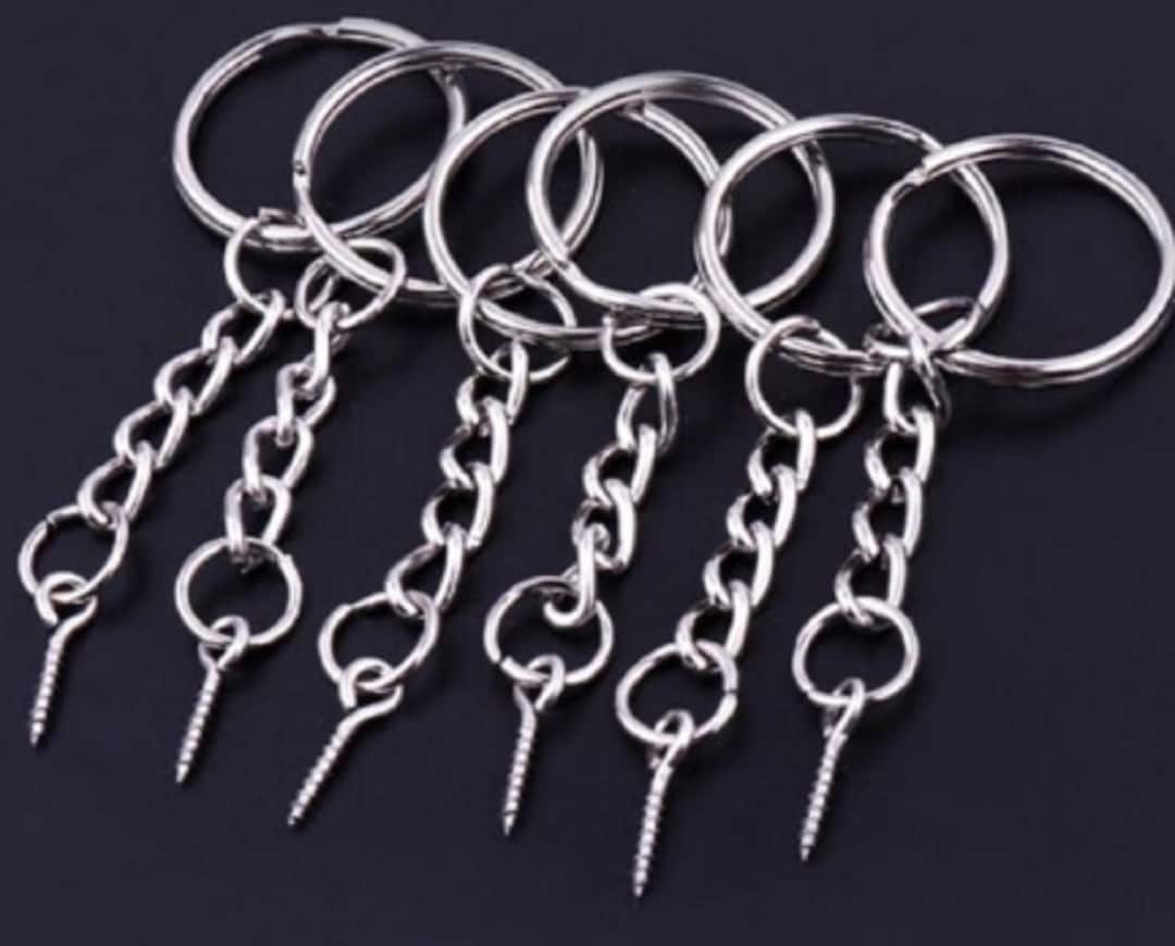 25mm Keyring Key Ring Split Jump Ring & Chain Screw Eye Screw Bail ...