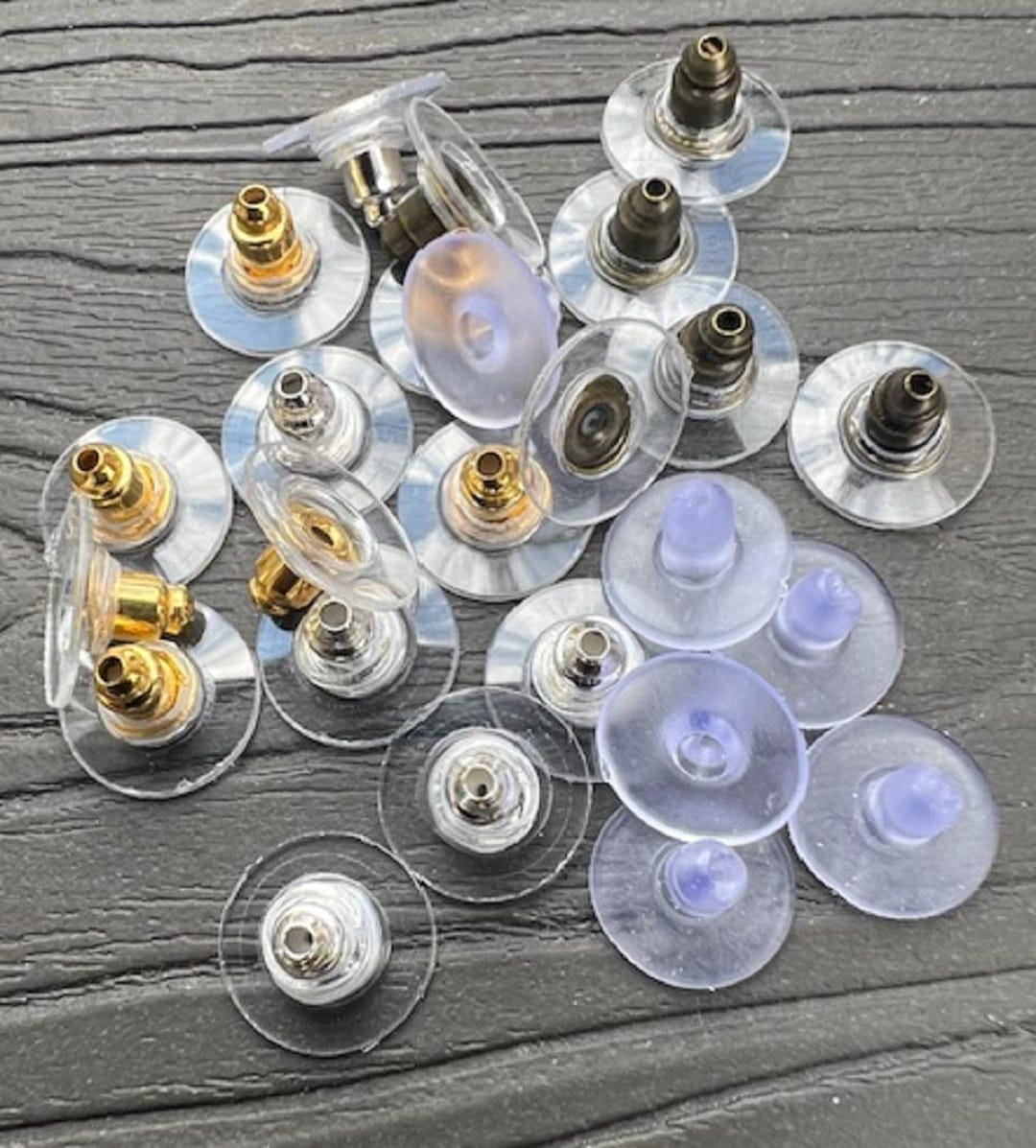 Earring Backs Push Fit Ear Pin Stud Scroll Stopper Bullet Nuts Earrings ...