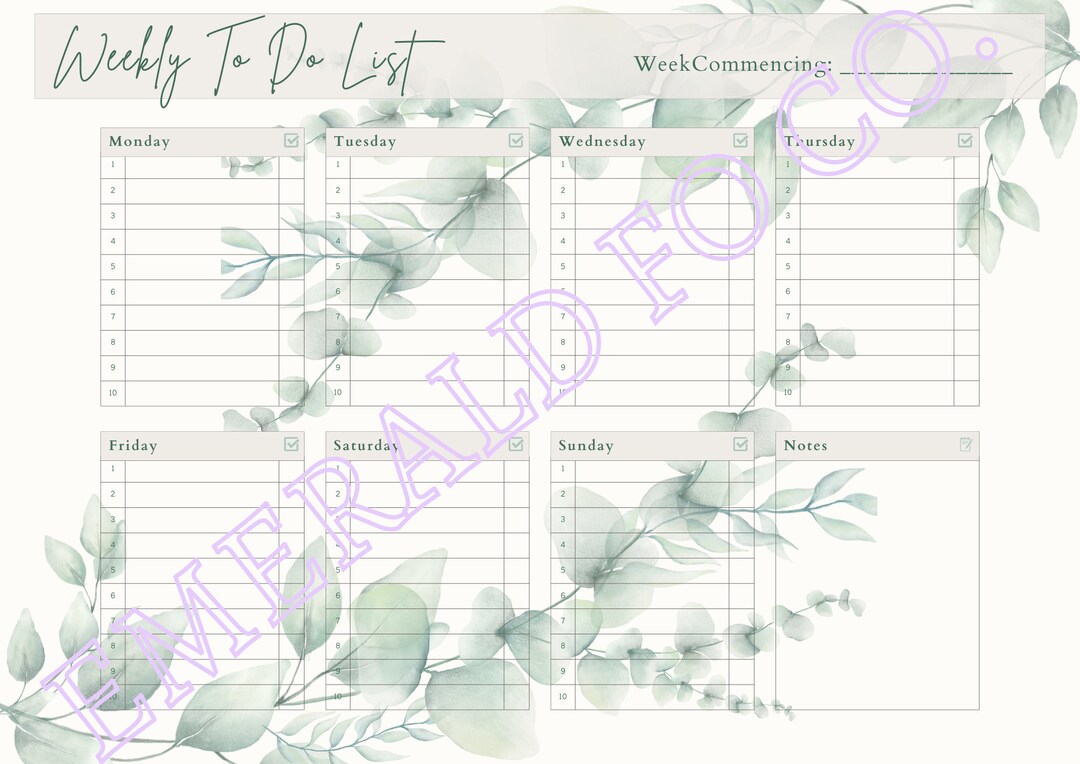 Weekly Planner Printable to Do List, Minimal Weekly Schedule, Weekly ...