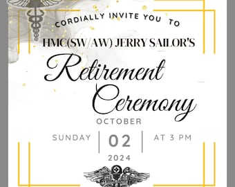 Navy Retirement Ceremony Invitation Digital Template 5x7 - Etsy