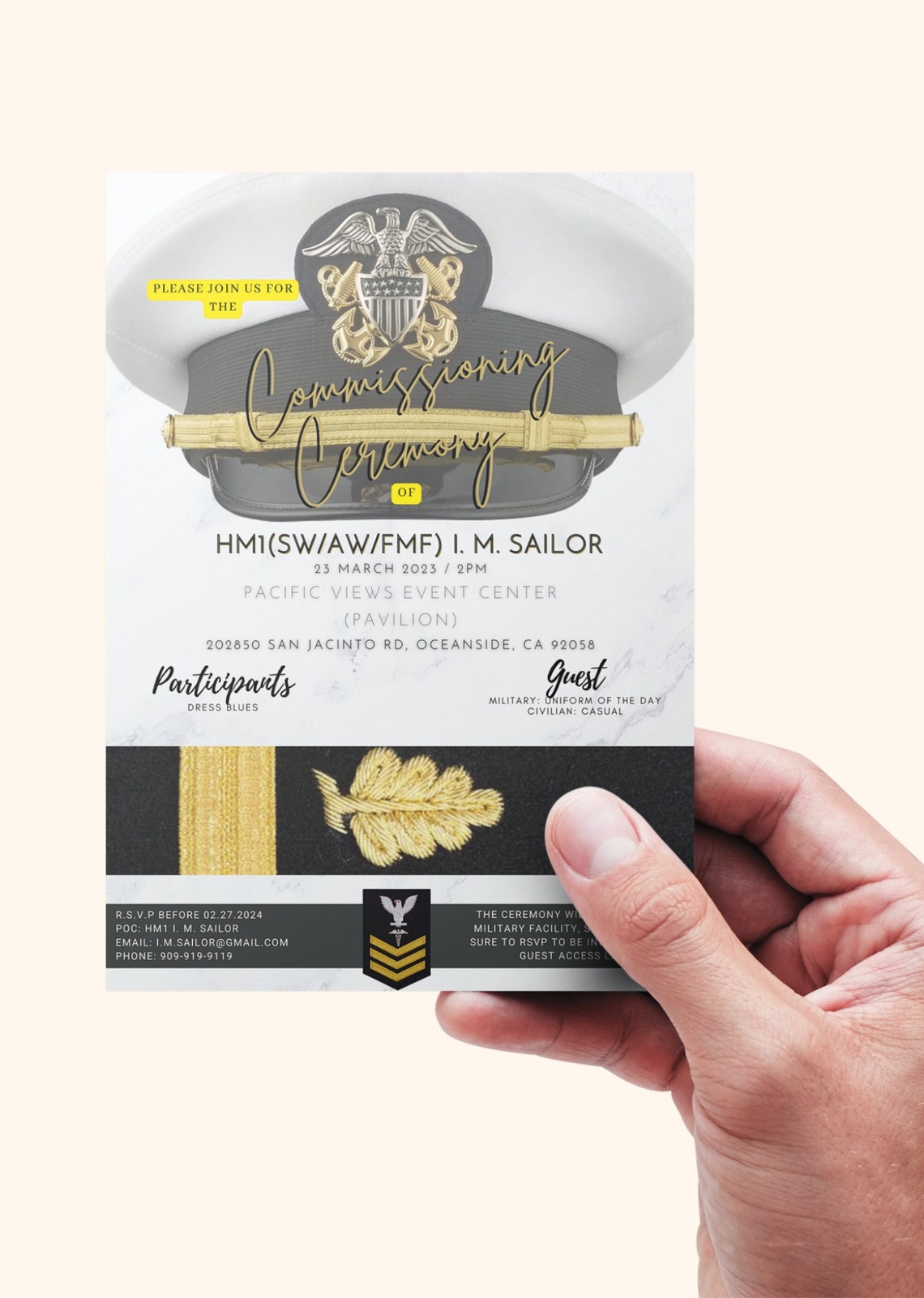 Enlisted to ENS Commissioning Ceremony Invitation Template - Etsy