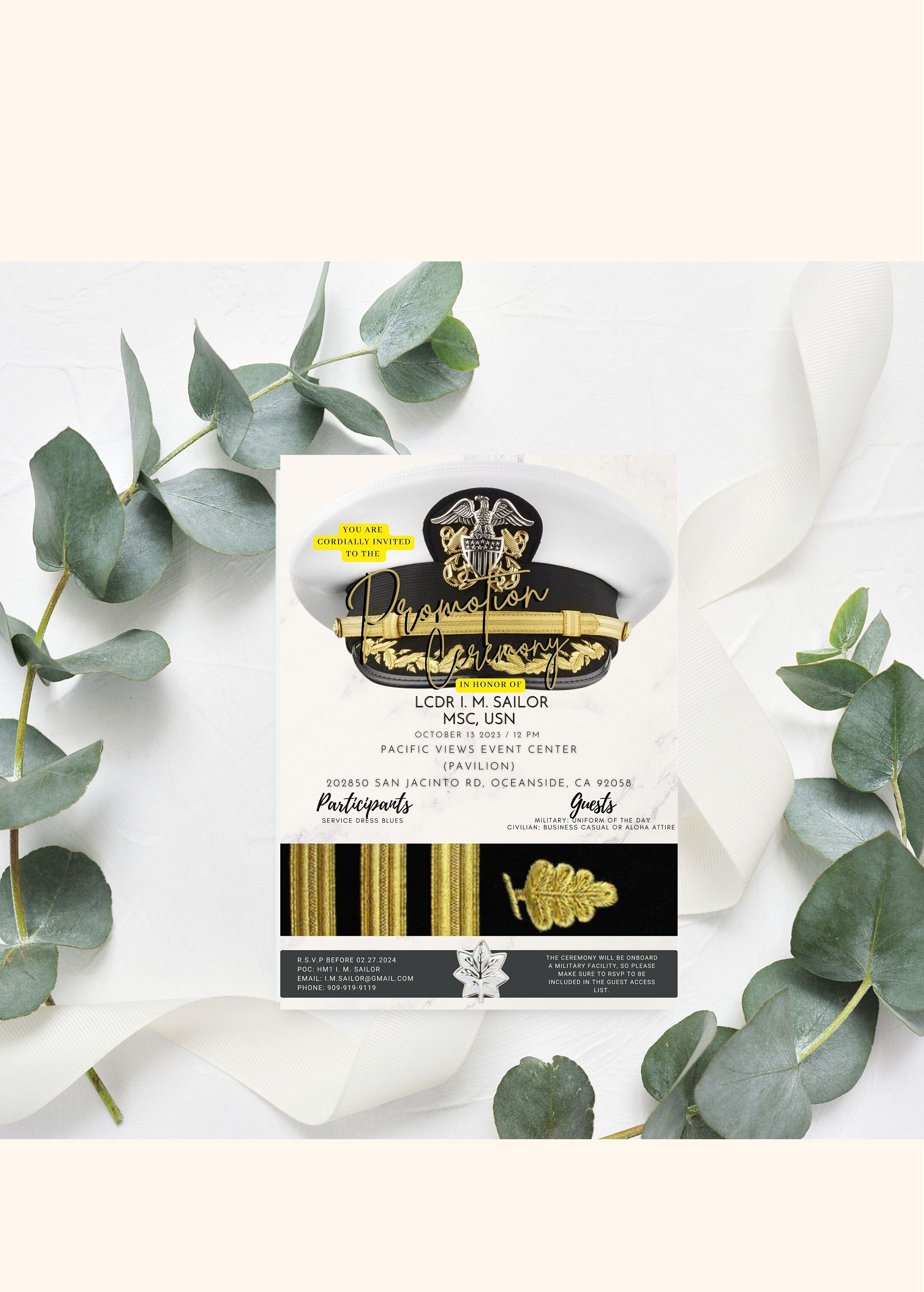 LCDR to CDR Promotion Ceremony Invitation Template - Etsy