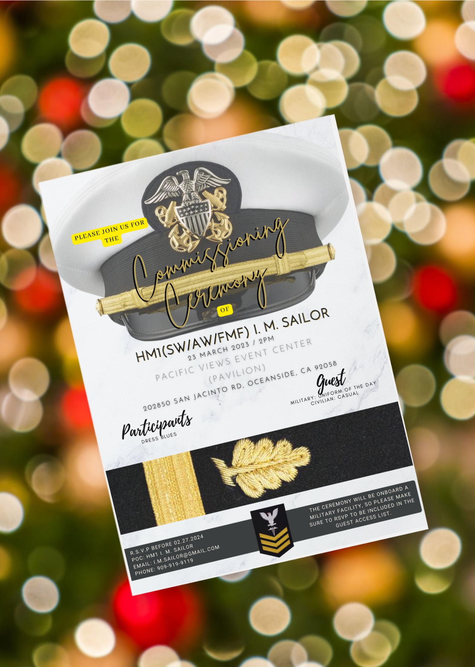 Enlisted to ENS Commissioning Ceremony Invitation Template - Etsy