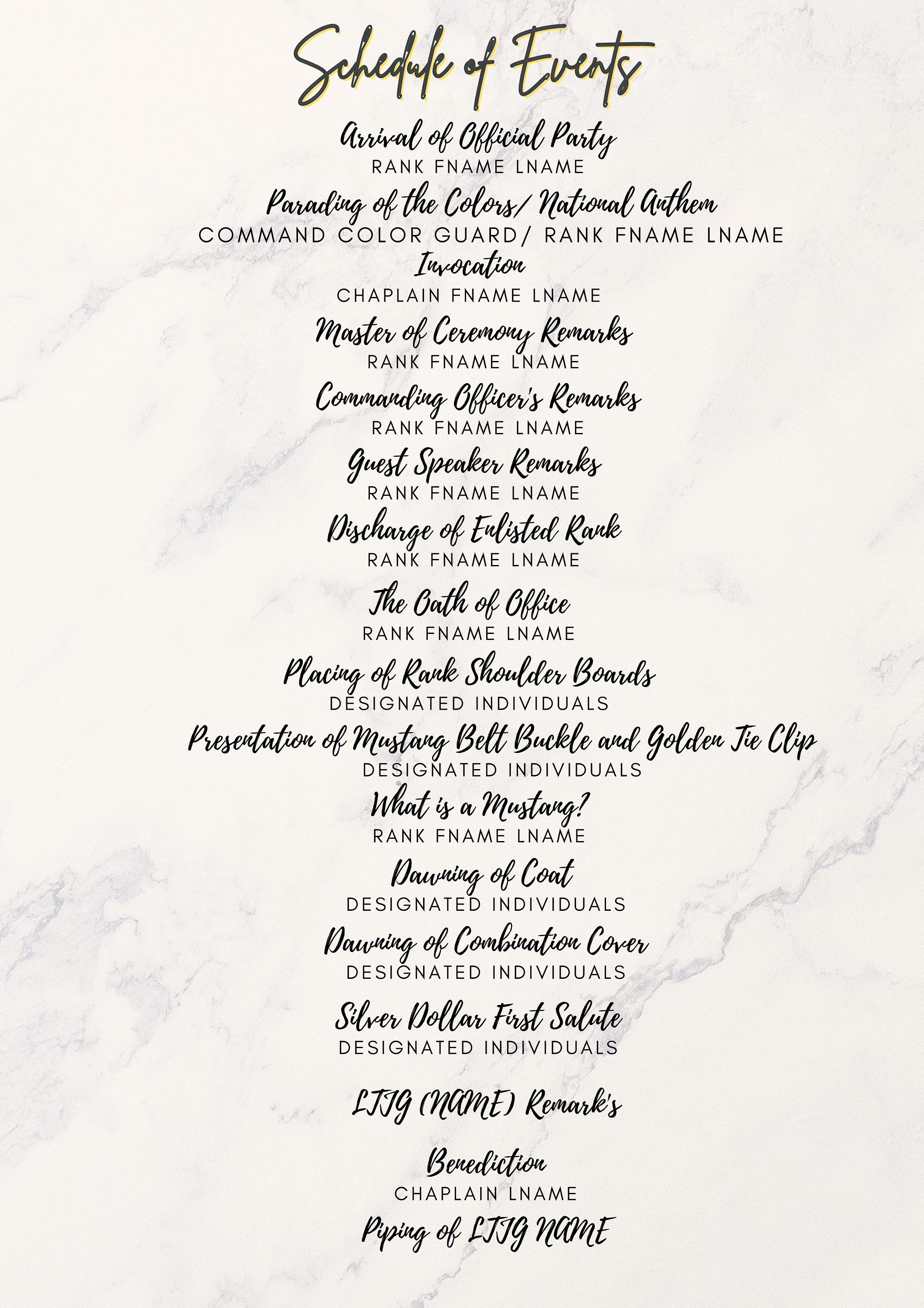 Line Officer Commissioning Ceremony Program Template - Etsy