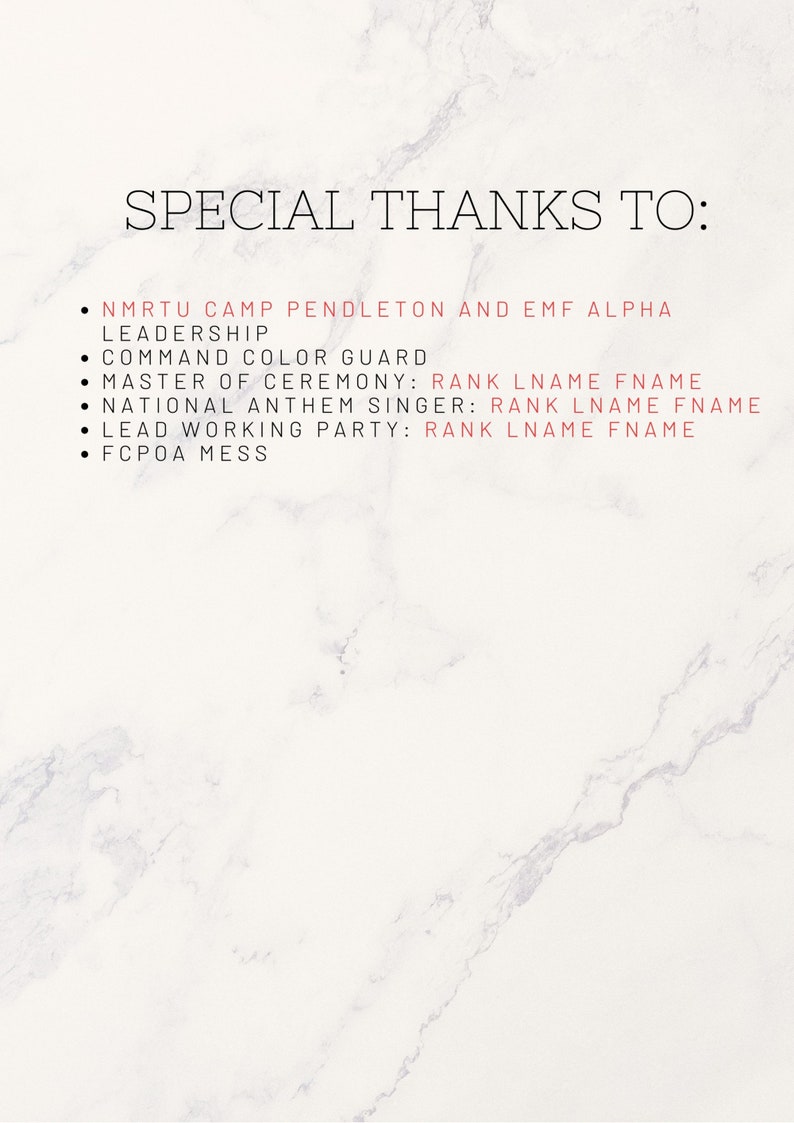 Commissioning Ceremony Program Template - Etsy