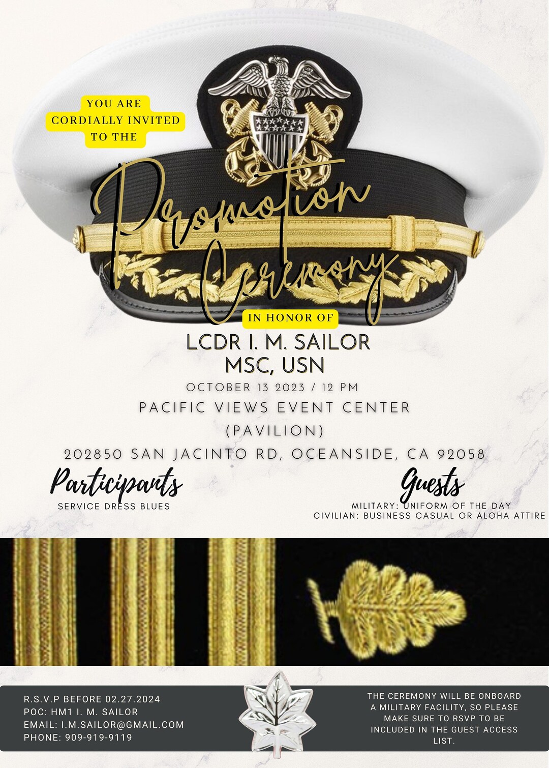 LCDR to CDR Promotion Ceremony Invitation Template - Etsy