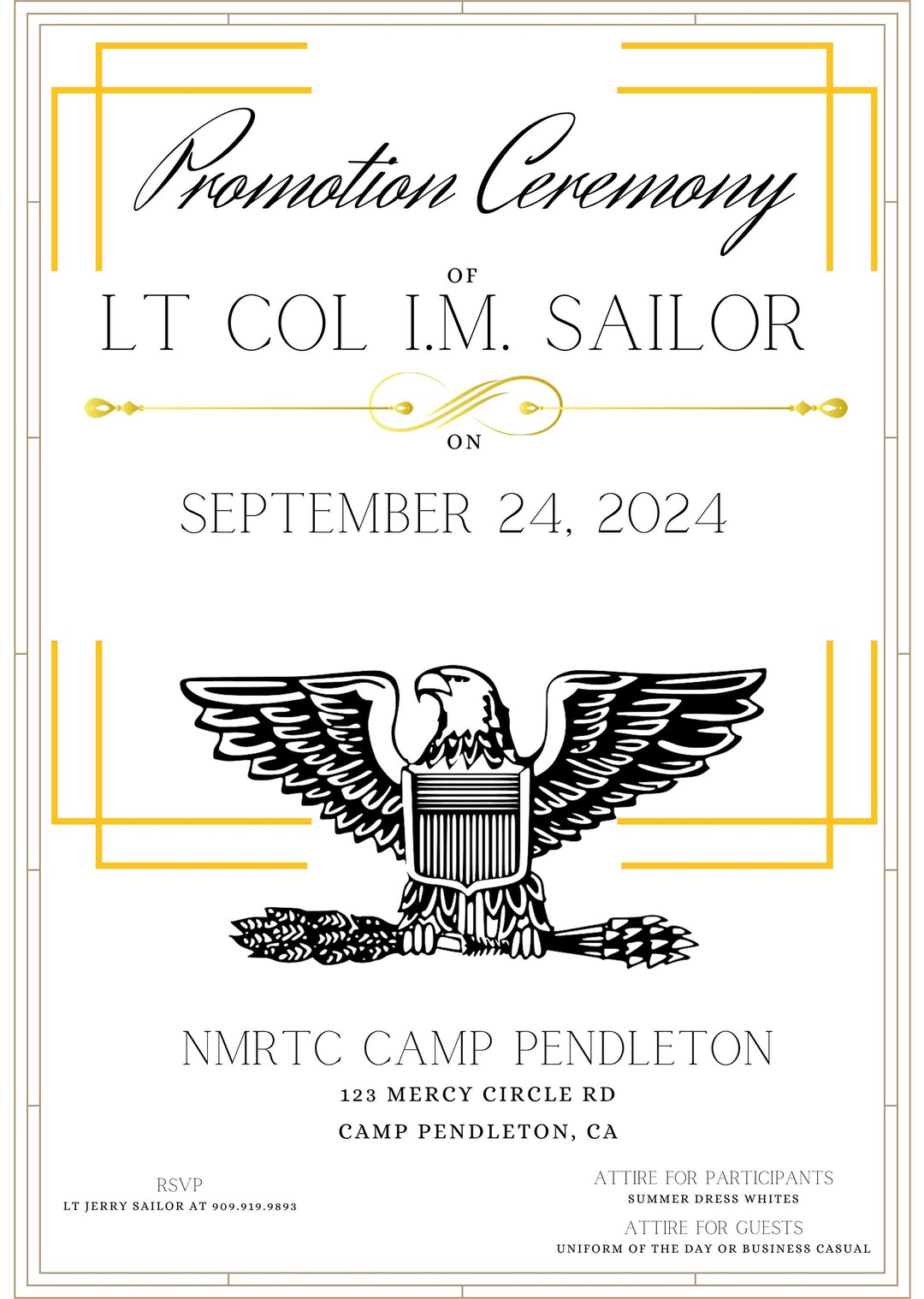 USMC Prestige Promotion Ceremony Invitation - Etsy
