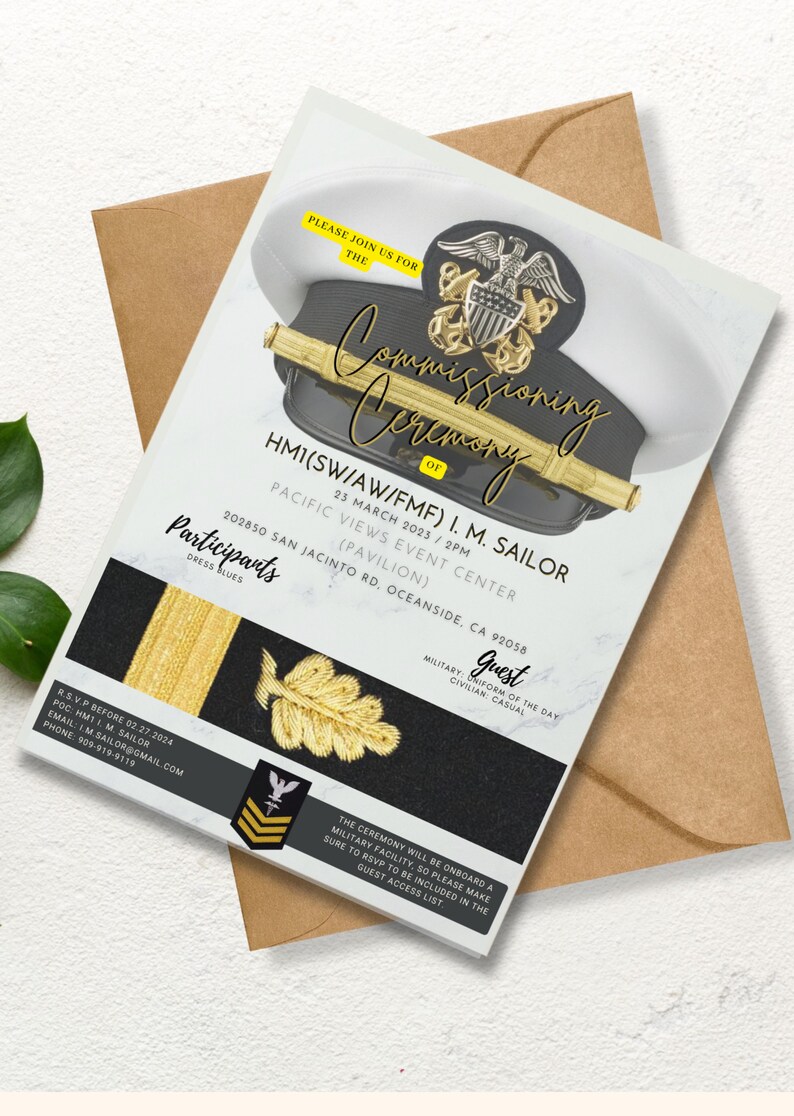 Enlisted to ENS Commissioning Ceremony Invitation Template - Etsy
