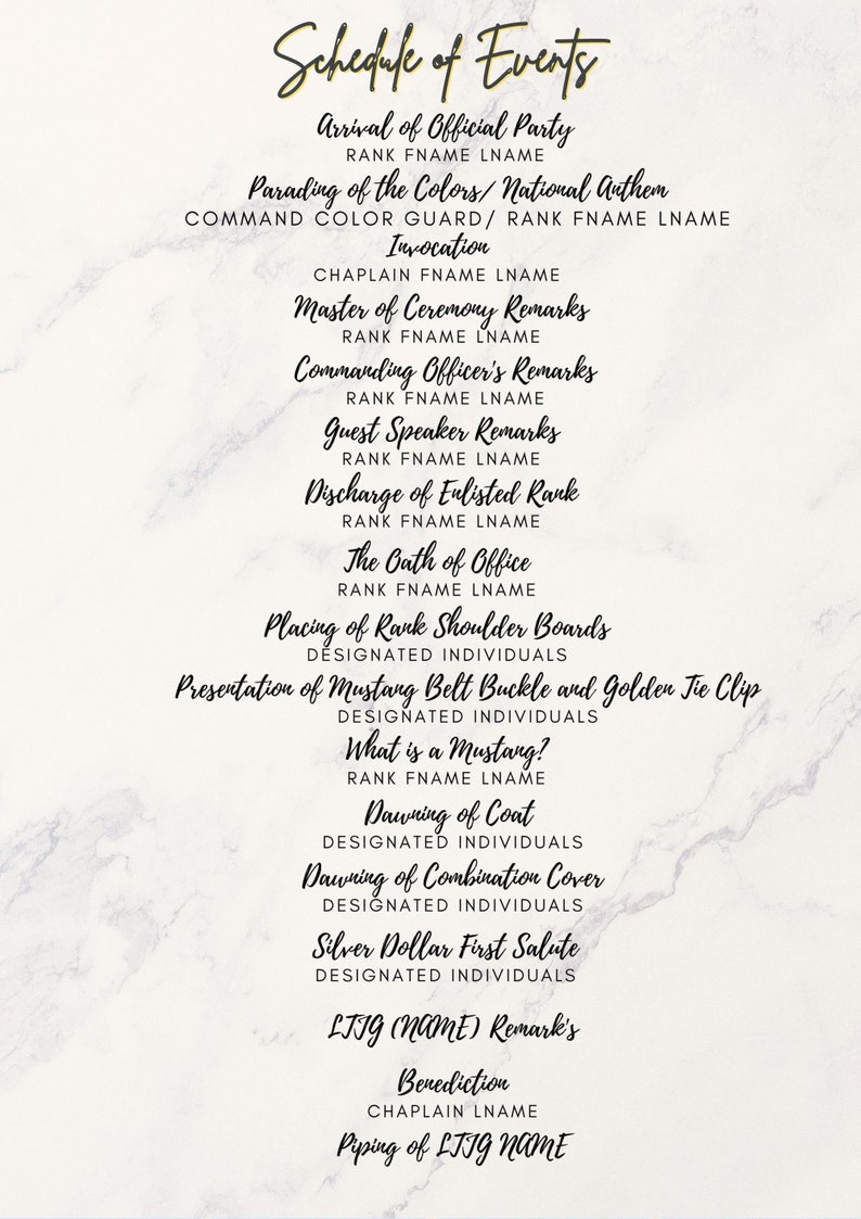 Commissioning Ceremony Program Template - Etsy