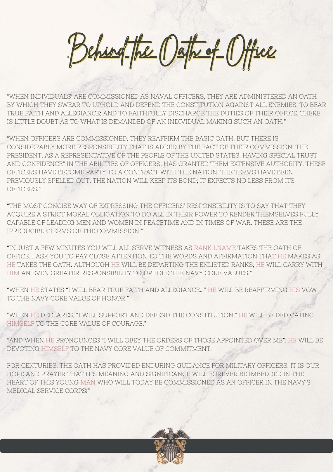 Commissioning Ceremony Program Template - Etsy