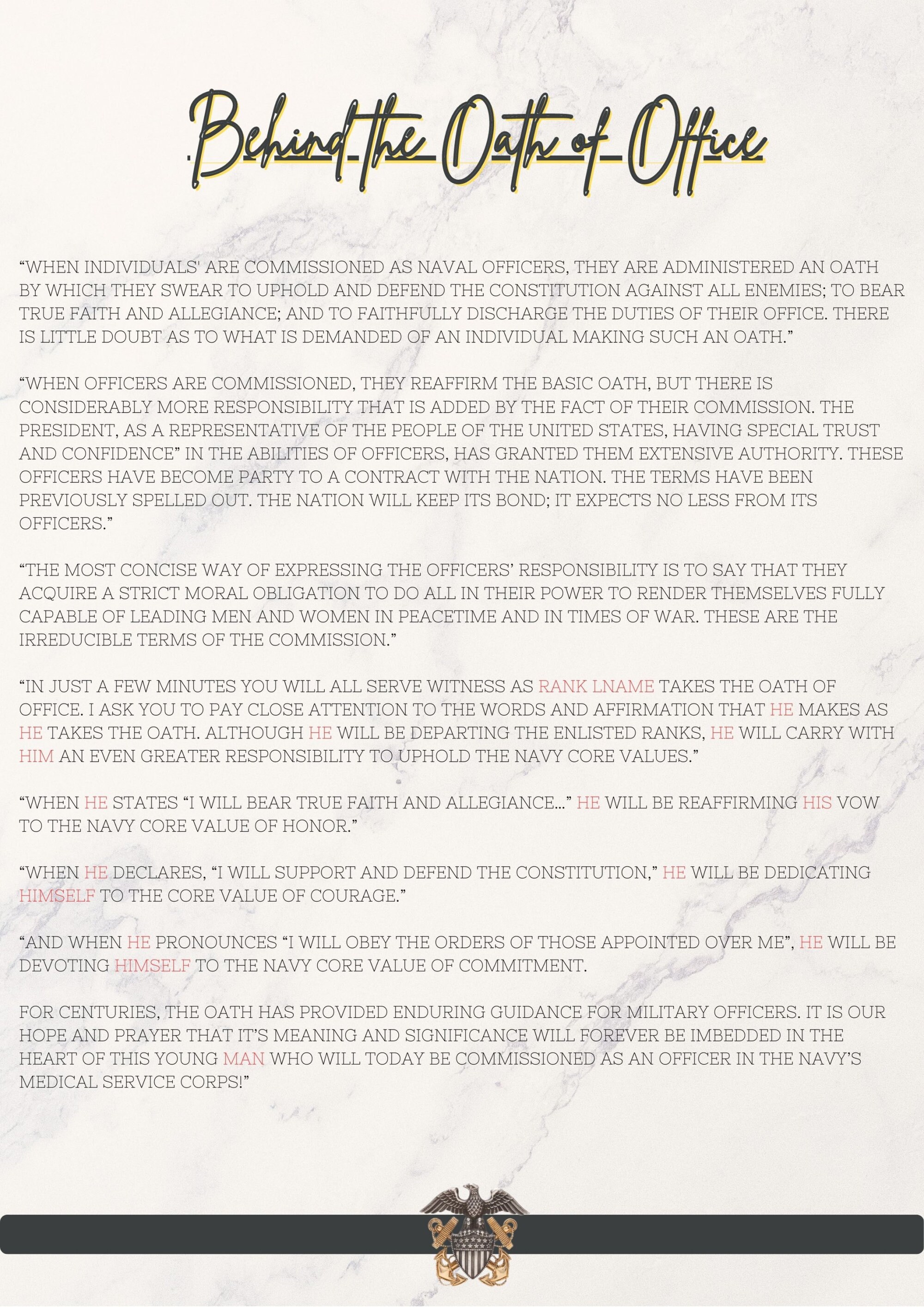 Commissioning Ceremony Program Template - Etsy