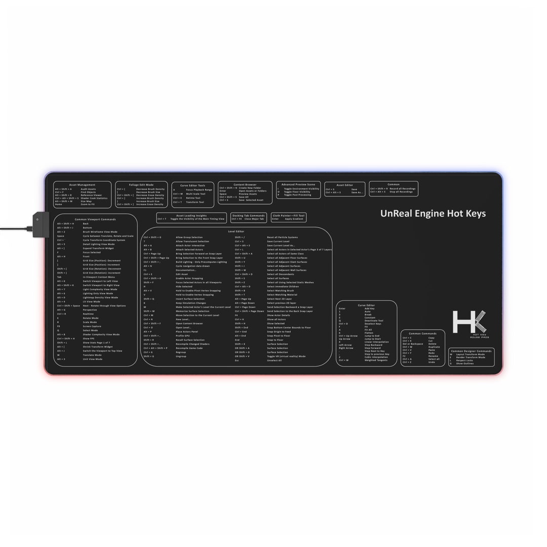 Windows Unreal Engine Hot Keys LED Gaming Mouse Pad XL - Etsy