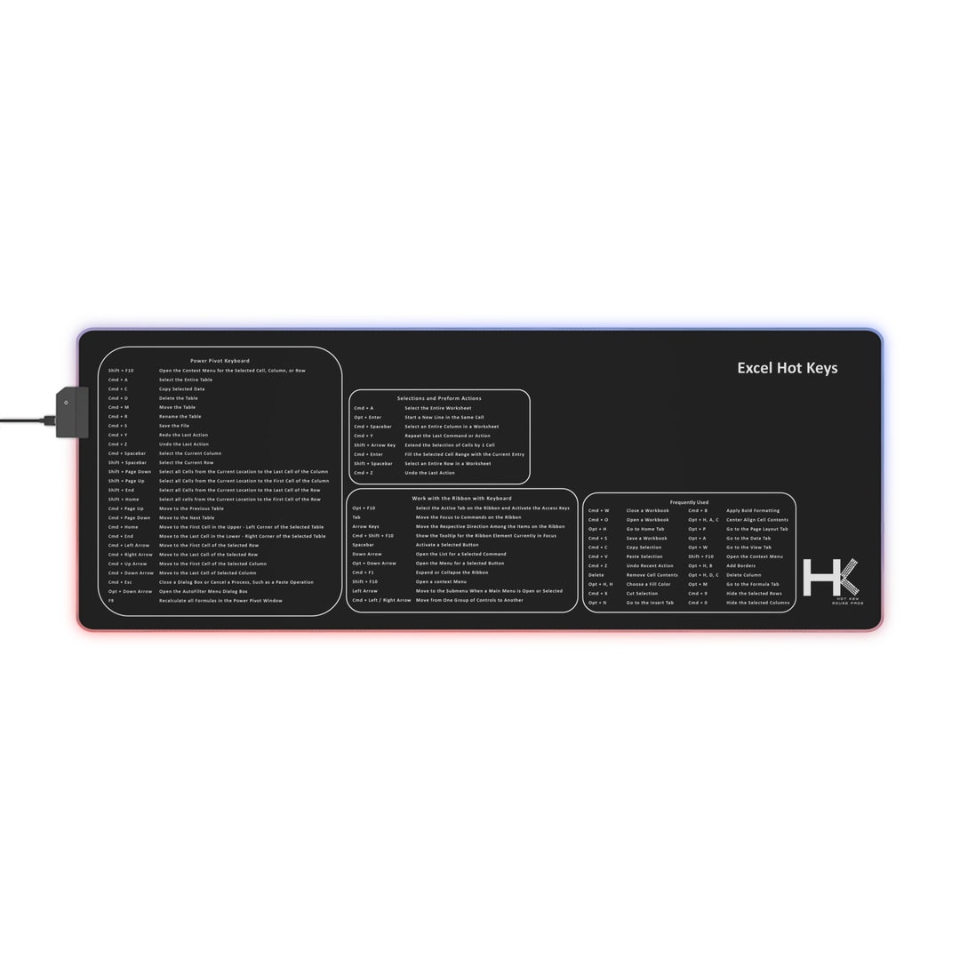 Mac Excel Hot Keys LED Gaming Mouse Pad Large - Etsy