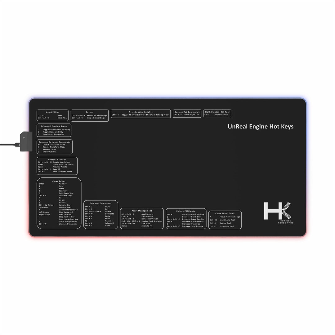 Windows Unreal Engine Hot Keys LED Gaming Mouse Pad Medium - Etsy