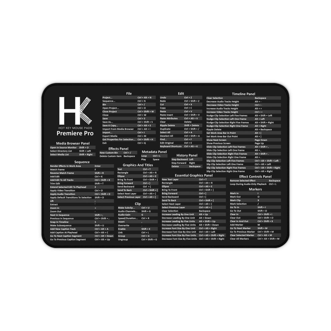 Windows Premiere Pro Hot Key Mouse Pad - Etsy