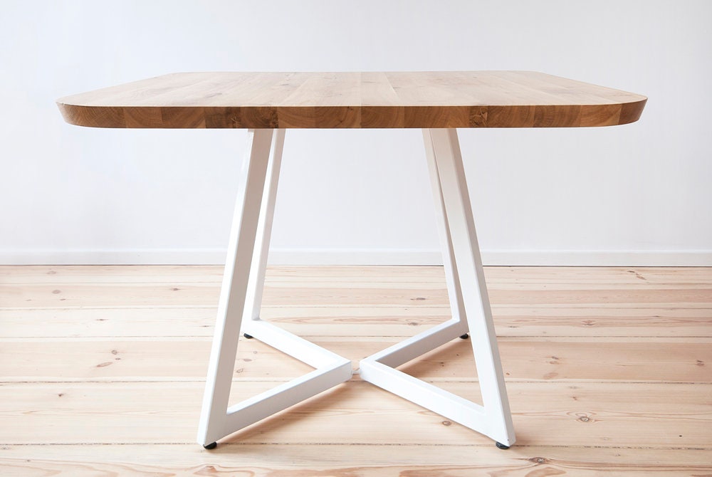 Square Extendable Dining Table. Solid Oak and Steel. - Etsy