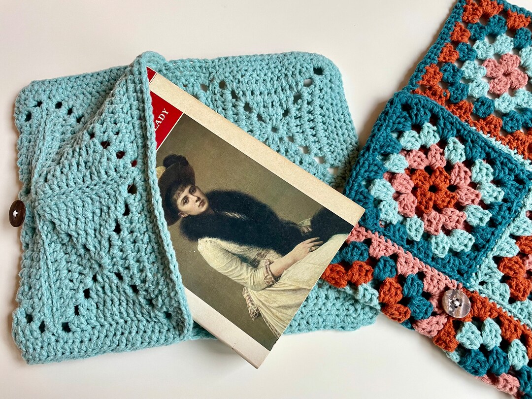 Book Cover Gift for Book Lover Granny Square Book Gift - Etsy