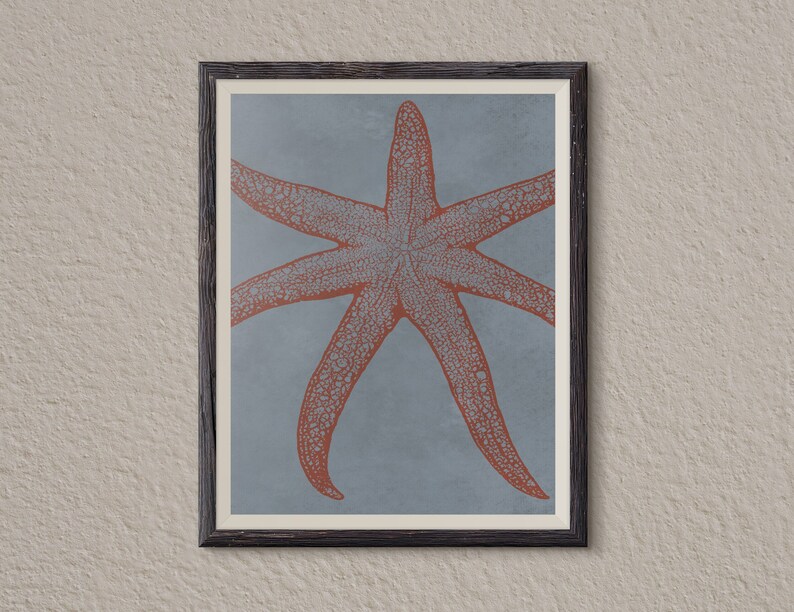Starfish Illustration, Sea Creature, Ocean Life, Beach Cottage Coastal ...
