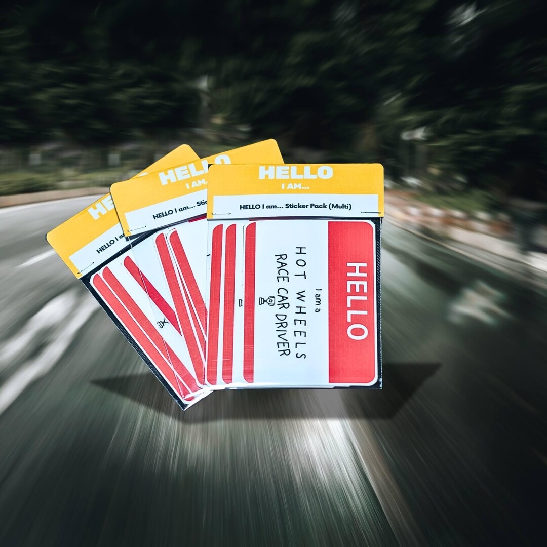 Sticker Pack of 3 "hello, I Am A Hot Wheels Race Car Driver" Name Tag 3 ...