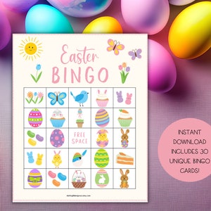 Printable Easter Bingo Game, 30 Unique Bingo Cards, Easter Activity for ...