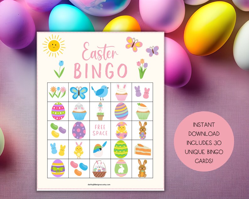Printable Easter Bingo Game, 30 Unique Bingo Cards, Easter Activity for ...